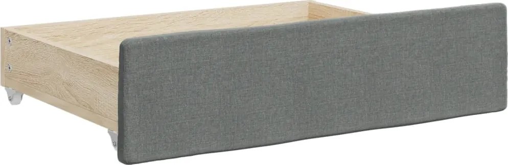 Válenda s přistýlkou a zásuvkami tmavě šedá 90 x 200 cm textil 3197585