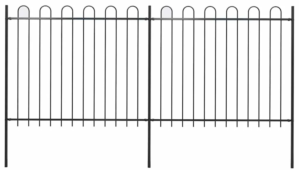 Zahradní plot s obloukem nahoře ocelový 337 x 150 cm černý 277675