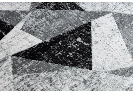 Moderní koberec TULS strukturální, střapce 51211 Geometrický antracit velikost 240x330 cm | krásné koberce cz