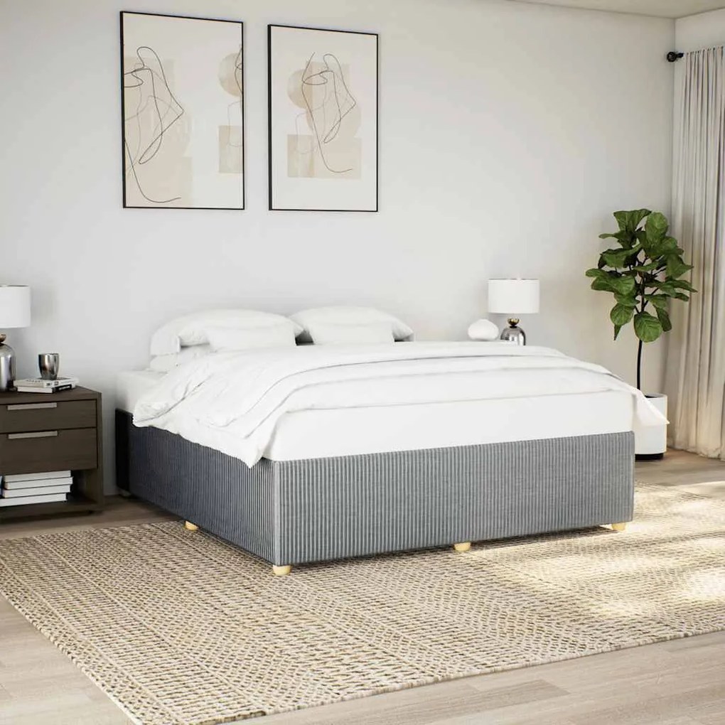 Rám postele bez matrace světle šedý 200 x 200 cm textil 3284963