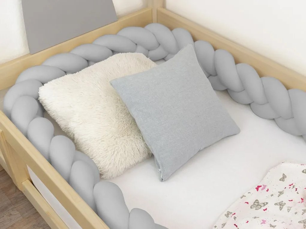 Benlemi Bavlněný mantinel pletený do copu ze 3 pramenů, 550 cm ŠEDÝ