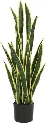 Outsunny Sansevieria umělá rostlina v květináči pro venkovní a vnitřní použití s 21 tvarovatelnými listy, Ø20x90 cm
