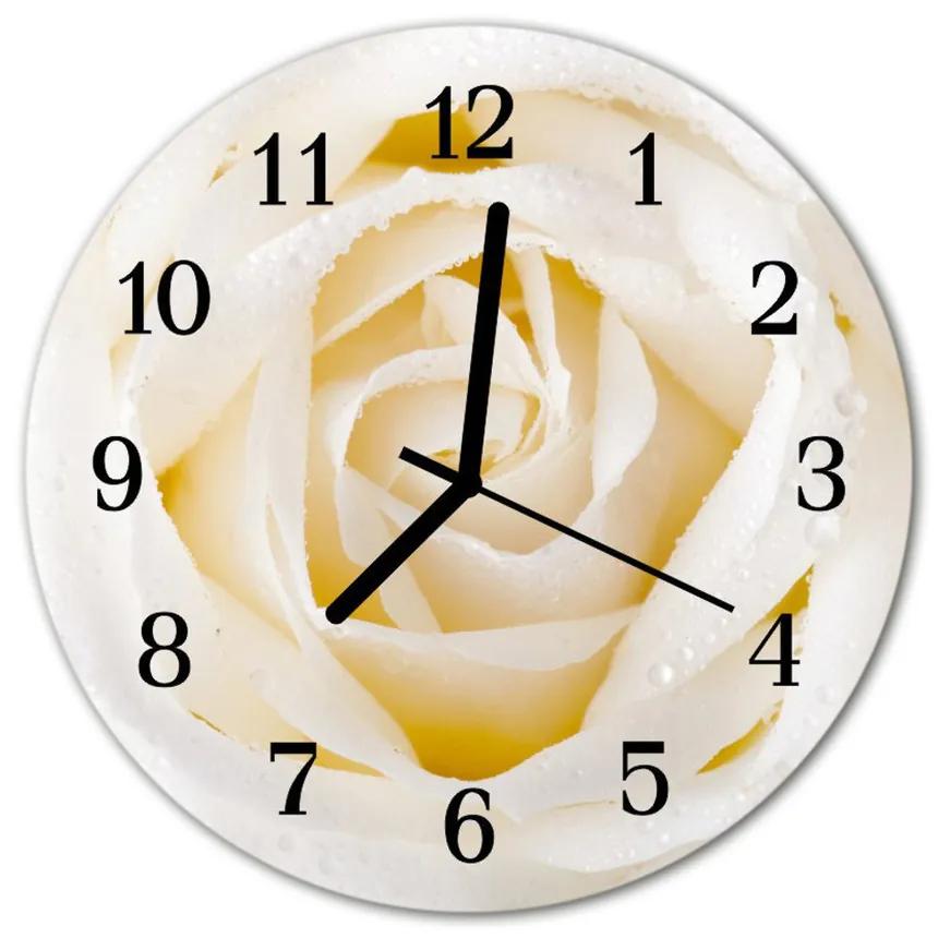 Skleněné hodiny kulaté růže fi 30 cm
