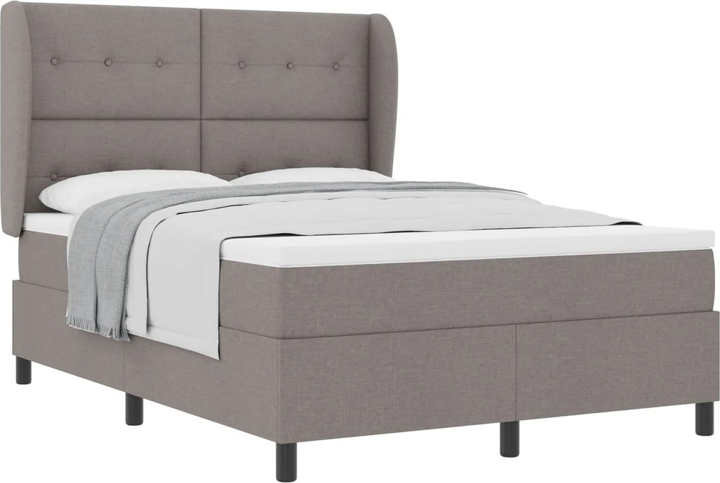 Postel s boxspringem s čelo Taupe 140 x 190 cm textil 3340561