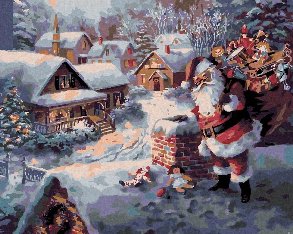 Diamantové malování diamondi - diamantové malování - santa claus s dárky, 40x50 cm, bez rámu a bez vypnutí plátna