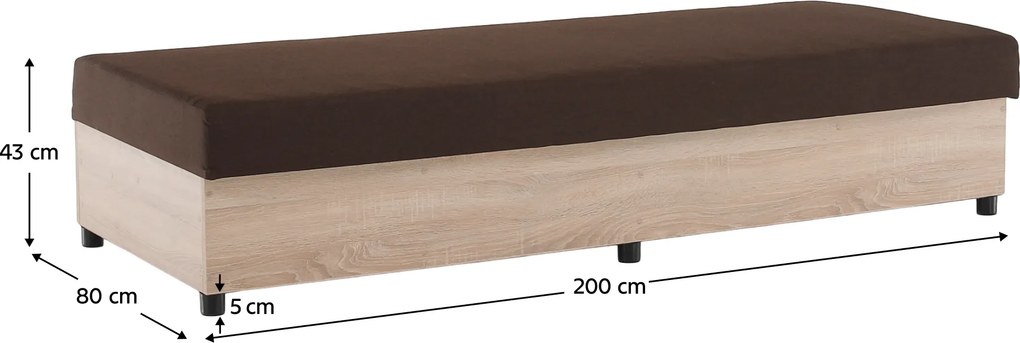 Válenda s úložným prostorem, dub sonoma/hnědá, KONRI