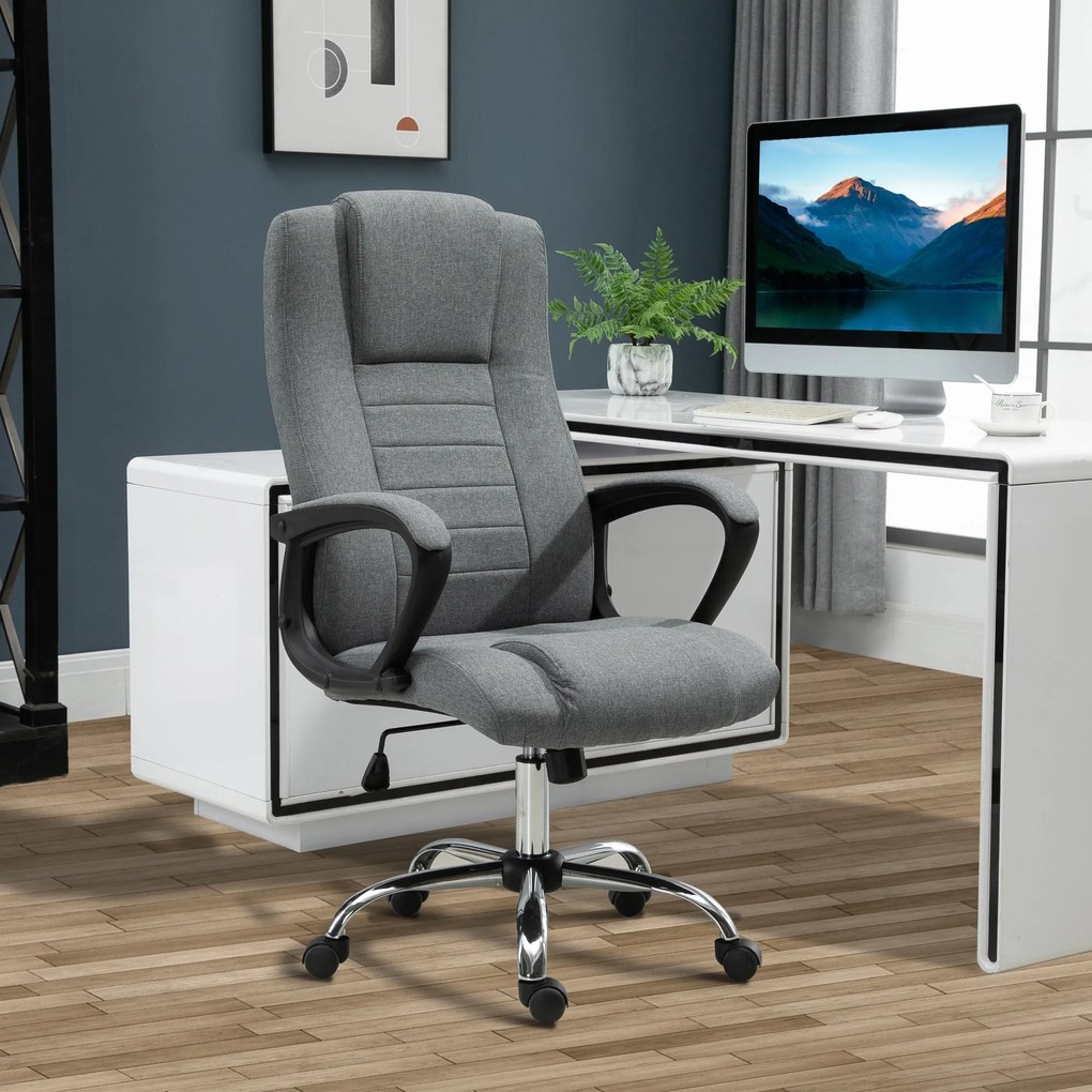 Vinsetto HOMCOM Manažerská ergonomická kancelářská židle s látkovým potahem, výškově nastavitelná, tmavě šedá