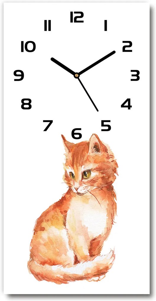 Moderní hodiny nástěnné Červená kočka