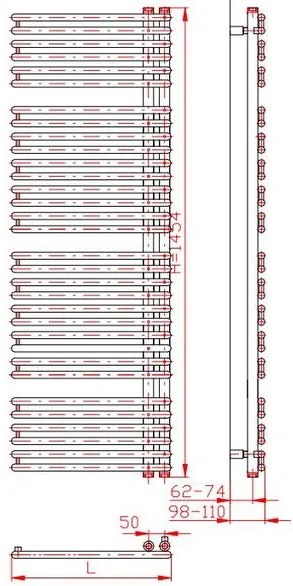 Thermal Trend HTO496/1454  Radiátor kombinovaný, 49,6x145,4cm, bílá