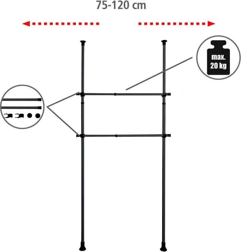 Šatní tyč HERKULES 2 kusy, 75-120 cm, WENKO
