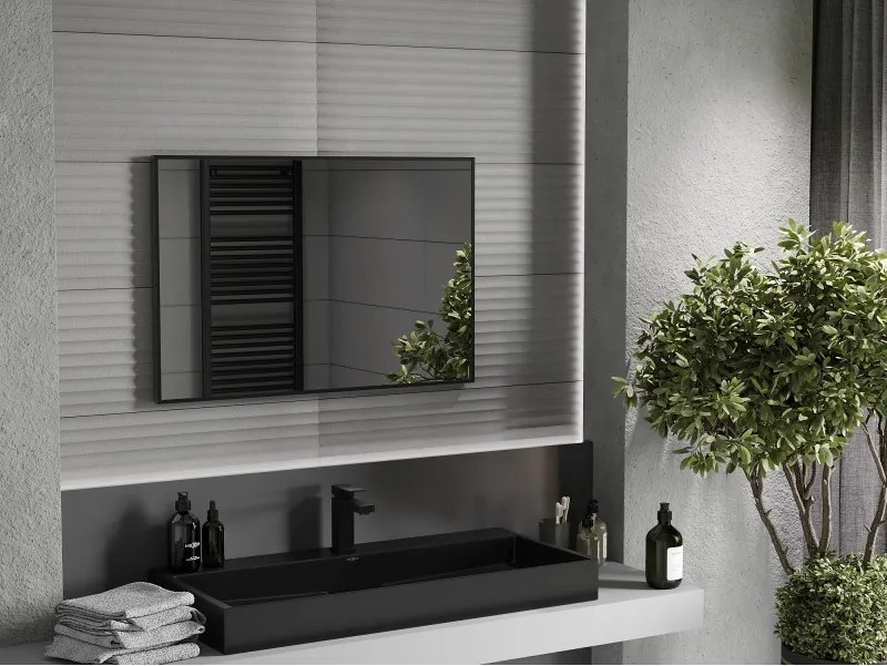Mexen Loft obdélníkové koupelnové zrcadlo 90 x 60 cm, černý rám - 9852-090-060-000-70