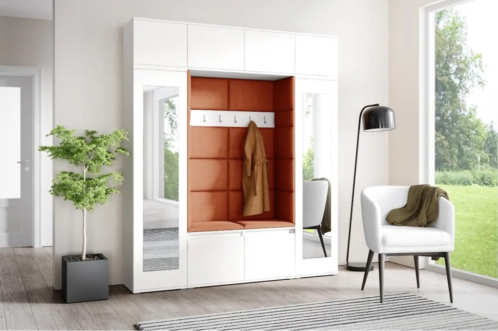 Eka Předsíňová stěna s čalouněnými panely Trinity 32 - Bílá / Okrová 2325