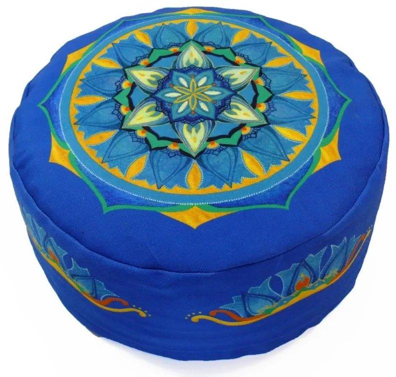 S radostí - vlastní výroba Meditační polštář s mandalou TYRKYS (autorský design) Velikost: ∅30 x v12 cm