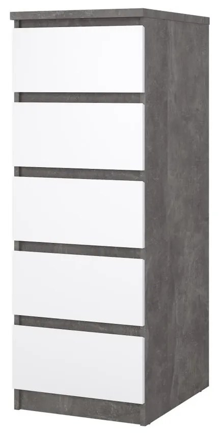 Komoda Simplicity 40 x 50 x 111,5 cm, šedá / bílý lesk