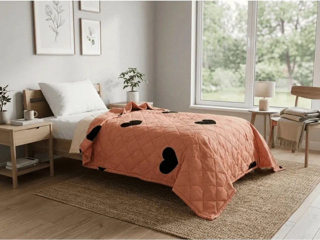 Letní přikrývka HEARTIX 140x200 cm, oranžová