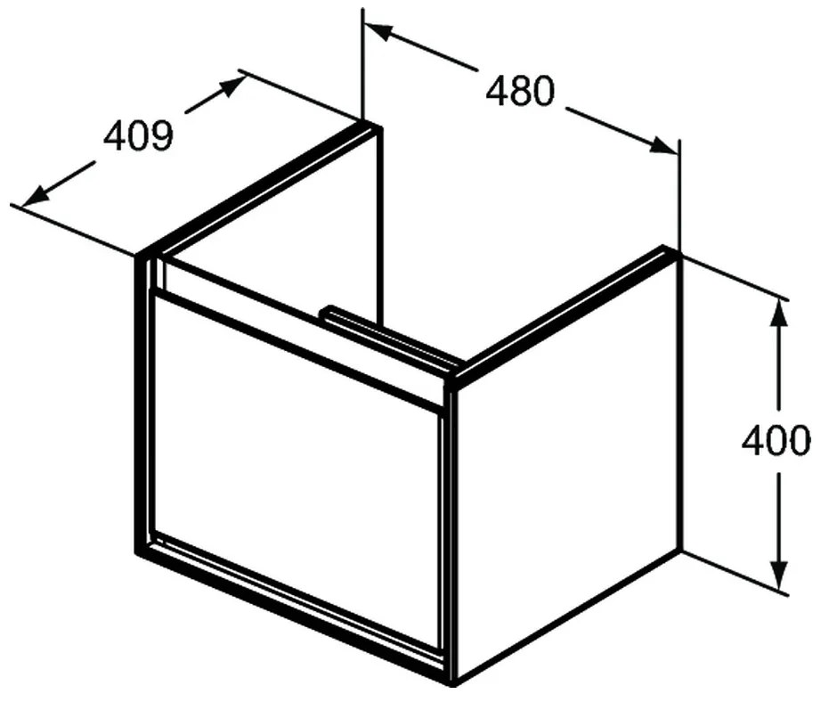 Ideal Standard Connect Air- Skříňka pod umyvadlo CUBE 55cm, 1 zásuvka, Matný tmavě hnědý + matný bílý lak E0844VY