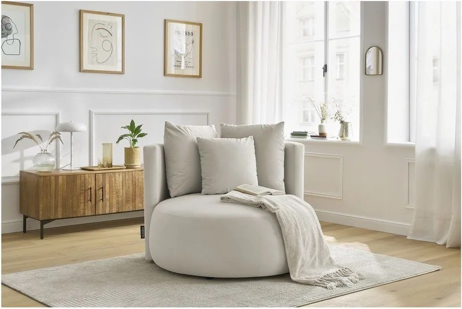 Béžové sametové křeslo Cesar – Bobochic Paris