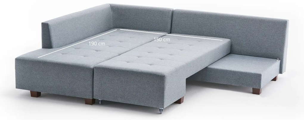 Hanah Home Rozkládací rohová pohovka MANAMA světle modrá levý roh 825BLC2542