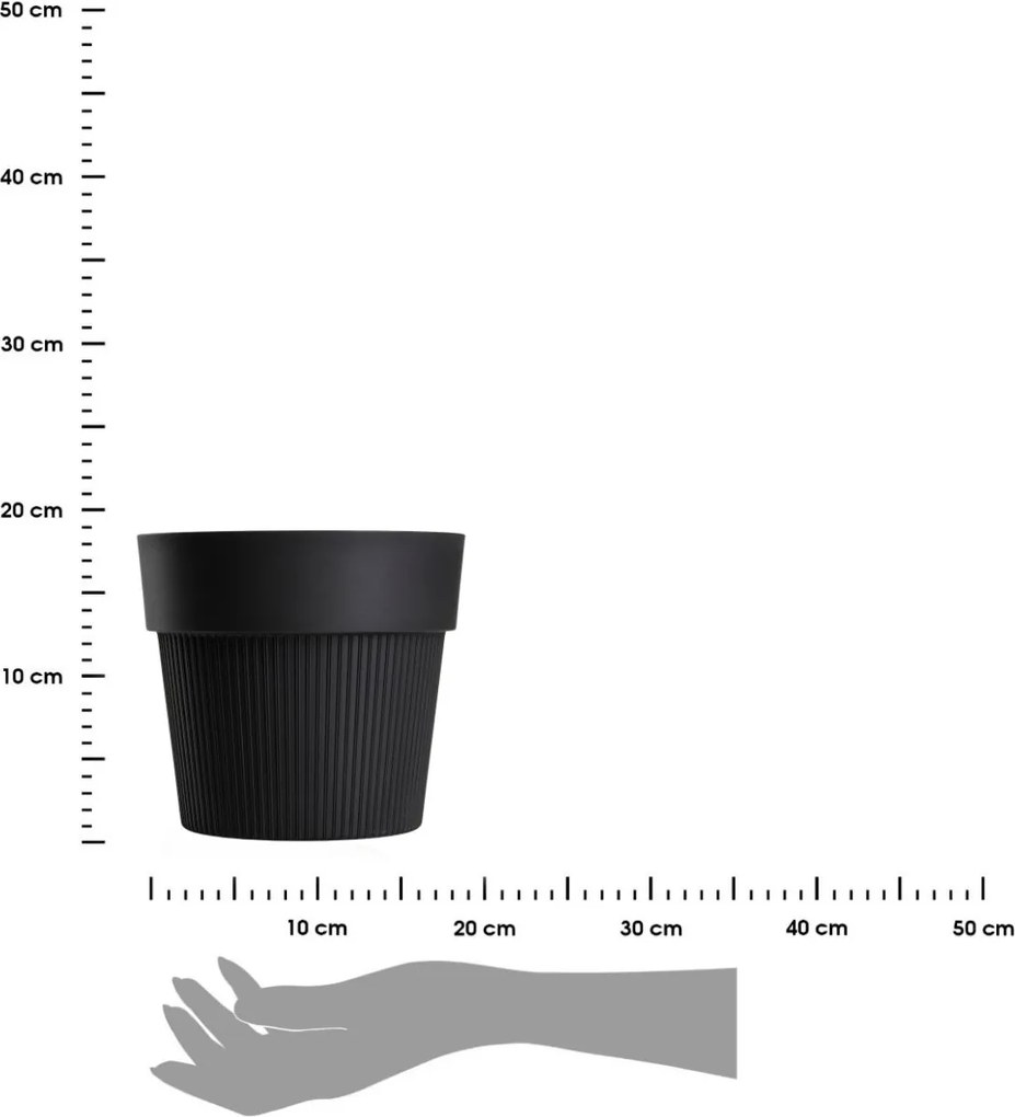 PLASTOVÝ KVĚTINÁČ SILVA LINE 20X17,5 CM ČERNÁ