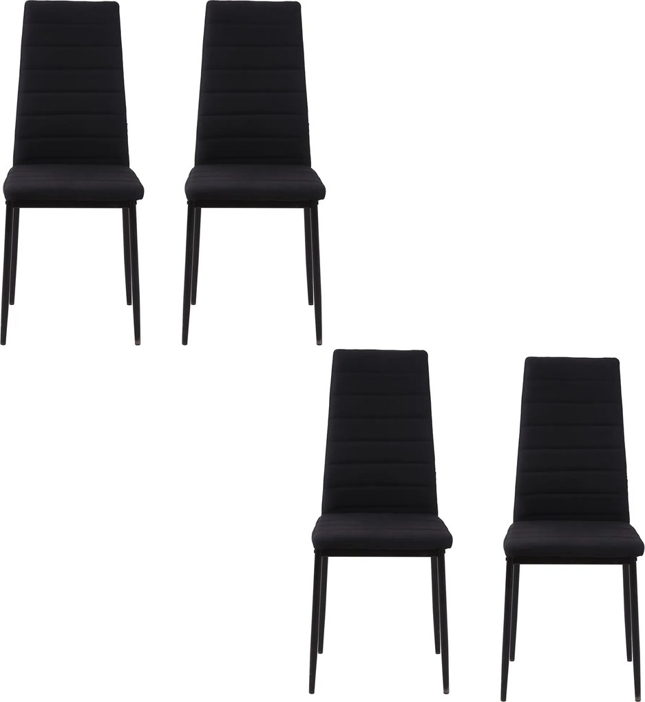 HOMCOM Set 4 čalouněných jídelních židlí z lnu - Moderní kuchyňské židle s vysokým opěradlem a kovovými nohami, nosnost 120 kg, pro obývací pokoj, 41x