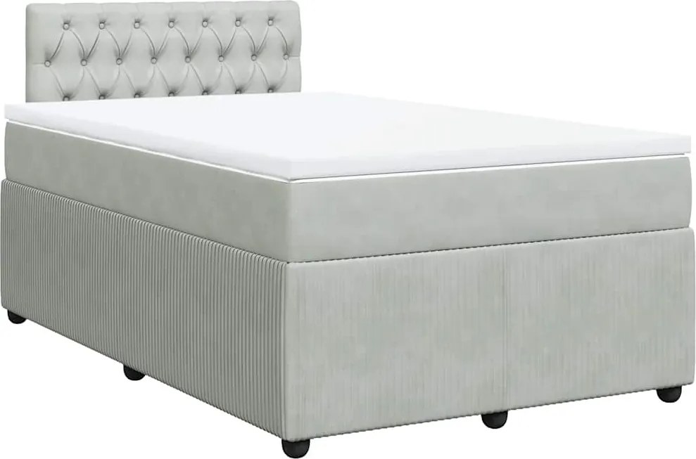 Box spring postel s matrací světle šedá 120 x 200 cm samet 3290016