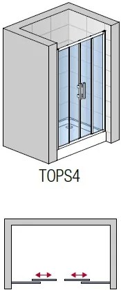 Ronal (Sanswiss) SanSwiss dvoudílné posuvné dveře s 2 pevnými stěnami v rovině TOPS4, Top-Line Šířka: 120 cm