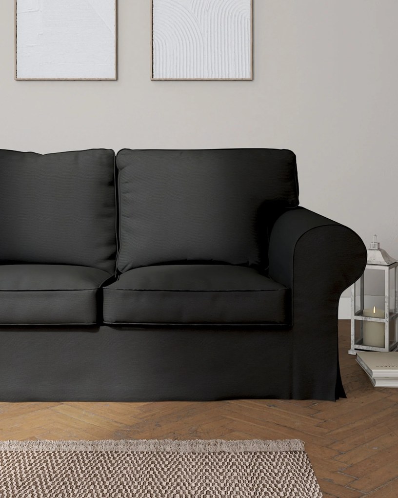 Potah na pohovku IKEA Ektorp 3-místná rozkládací, NOVÝ MODEL 2013 barva černá látka pletený vzor