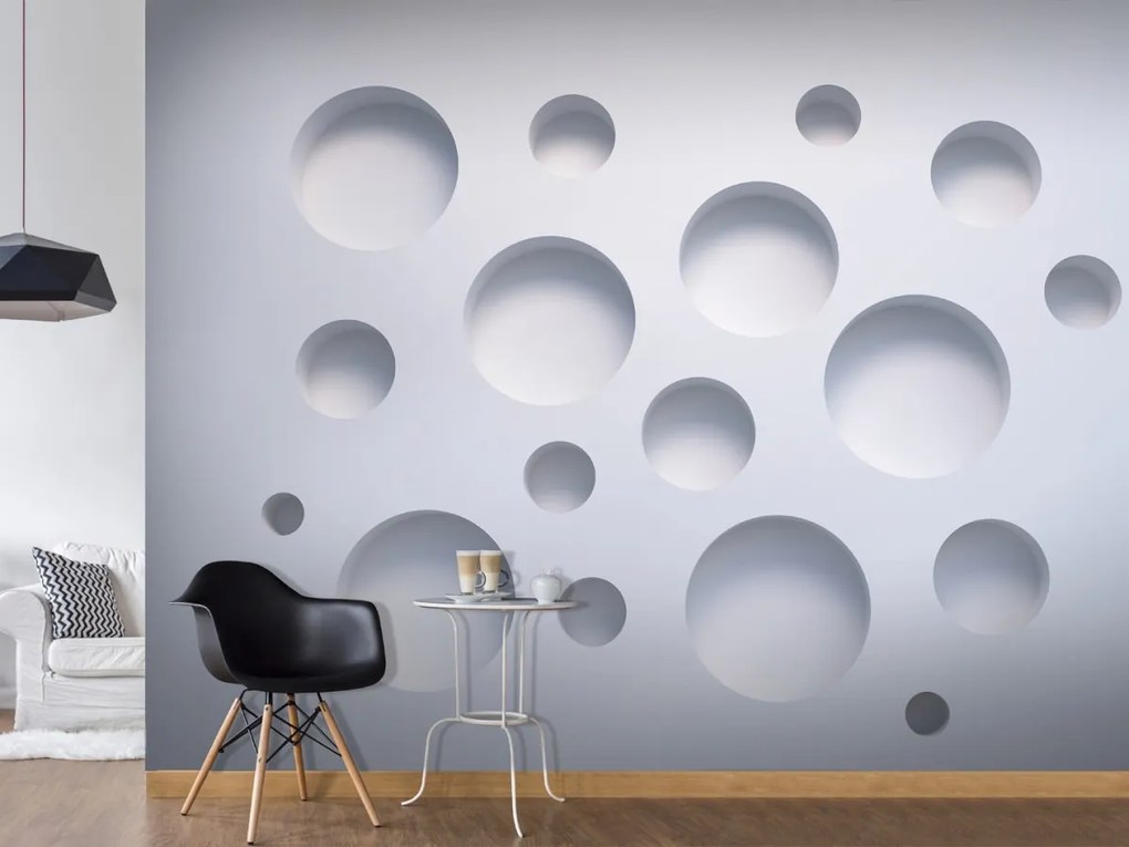 Samolepicí 3D tapeta kruhy ve zdi Velikost (šířka x výška): 147x105 cm