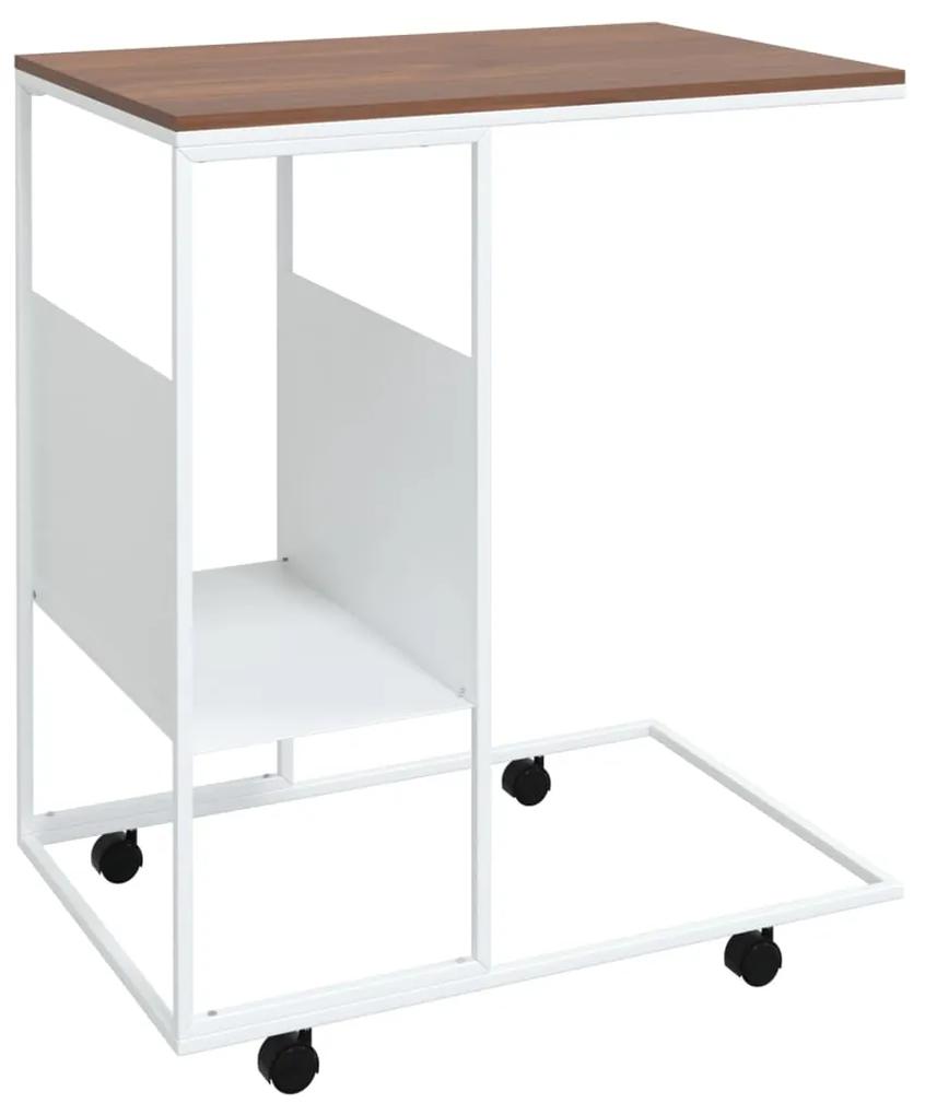 vidaXL Odkládací stolek s kolečky bílý 55x36x63,5 cm kompozitní dřevo
