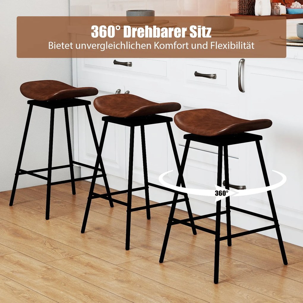 Costway Sada 2 otočných barových židlí s polstrovaným sedákem z umělé kůže
