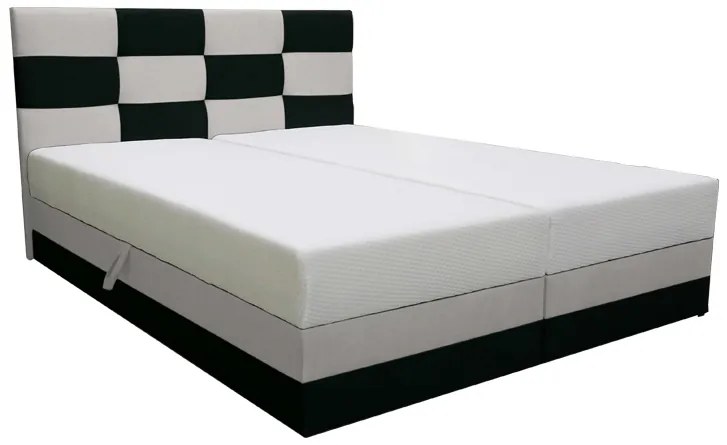 Manželská postel 140 cm Boxspring Marion Comfort (černá + světle šedá) (s roštem a matrací). 1056246