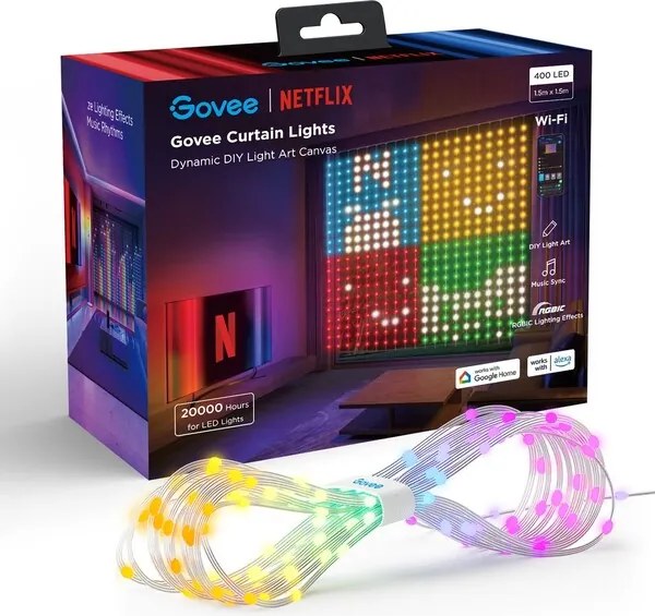 Govee Netflix RGBIC Curtain Light 400 LED - 1,5 × 1,5m