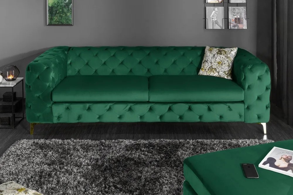 Designová sedačka Rococo, 240 cm, zelená