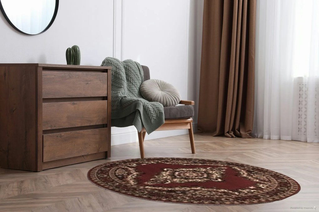 TRHÁK: Kusový koberec TEHERAN T-102 brown kruh, 190x190 (průměr) kruh, hnedá, chodba / predsieň, Alfa Carpets
