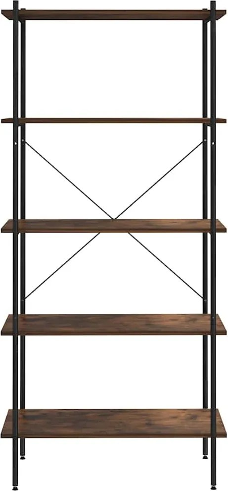 Policový regál s 5 policemi černý a přírodní 80 x 40 x 163 cm 336349