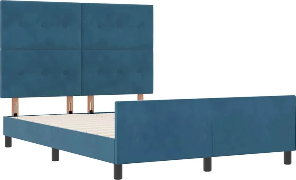 Postel s boxspringem s čelo Tmavě modrá 140 x 200 cm samet 3344949