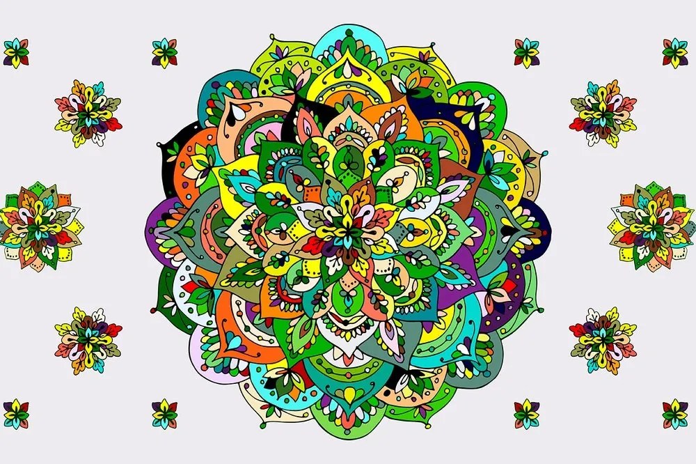 Tapeta zelená Mandala - 375x250 cm