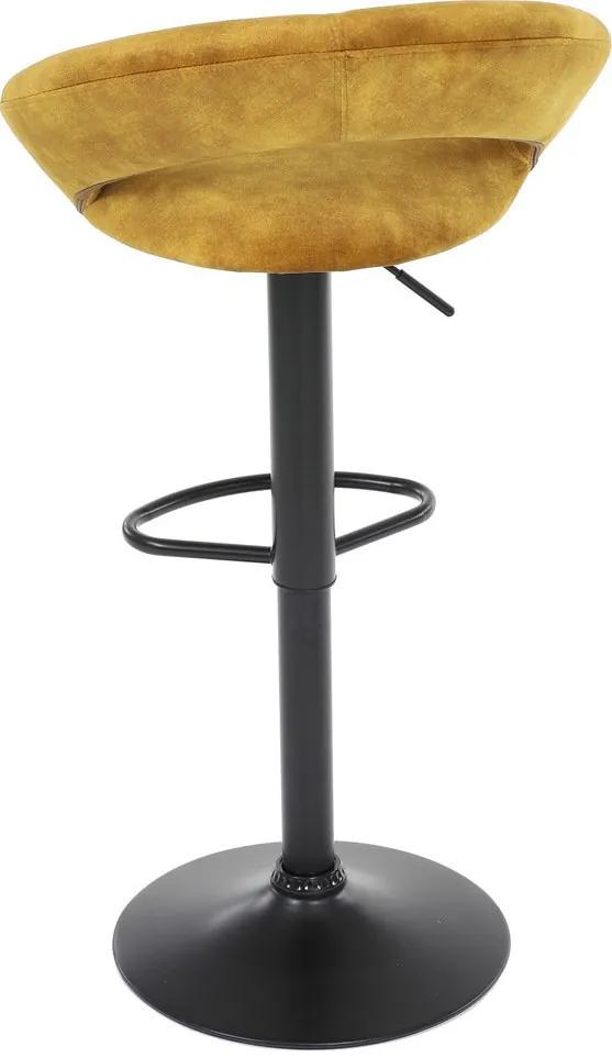 Autronic Židle barová, žlutá sametová látka, černá podnož AUB-822 YEL4