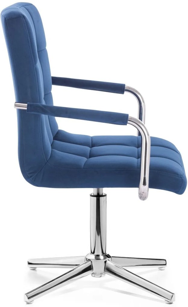 LuxuryForm DESIGN Otočná židle VERONA VELUR na stříbrném kříži - modrá