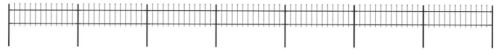 Zahradní plot s kopím nahoře ocelový 1172 x 60 cm černý 277599