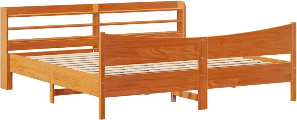 Rám postele s čelem voskově hnědý 200x200 cm masivní borovice 3307034