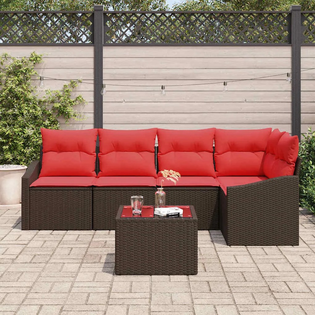Set pohovek 6 ks Hnědá polyratan 3346734