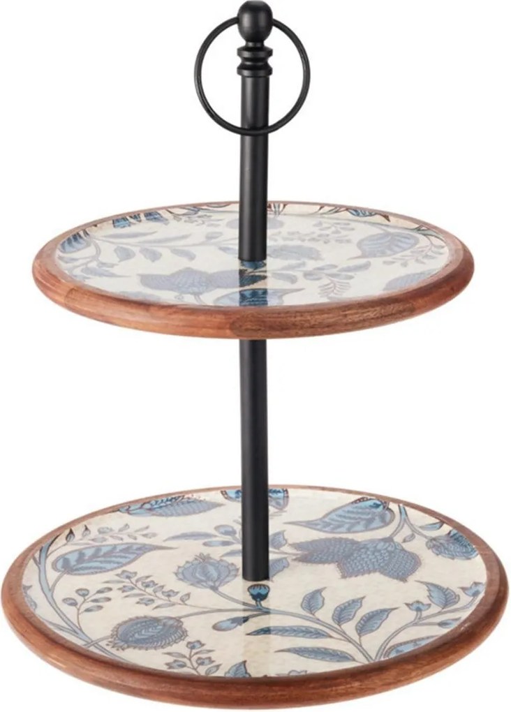 Dvoupatrový podnos LOSY 42 cm z masivu vícebarevný