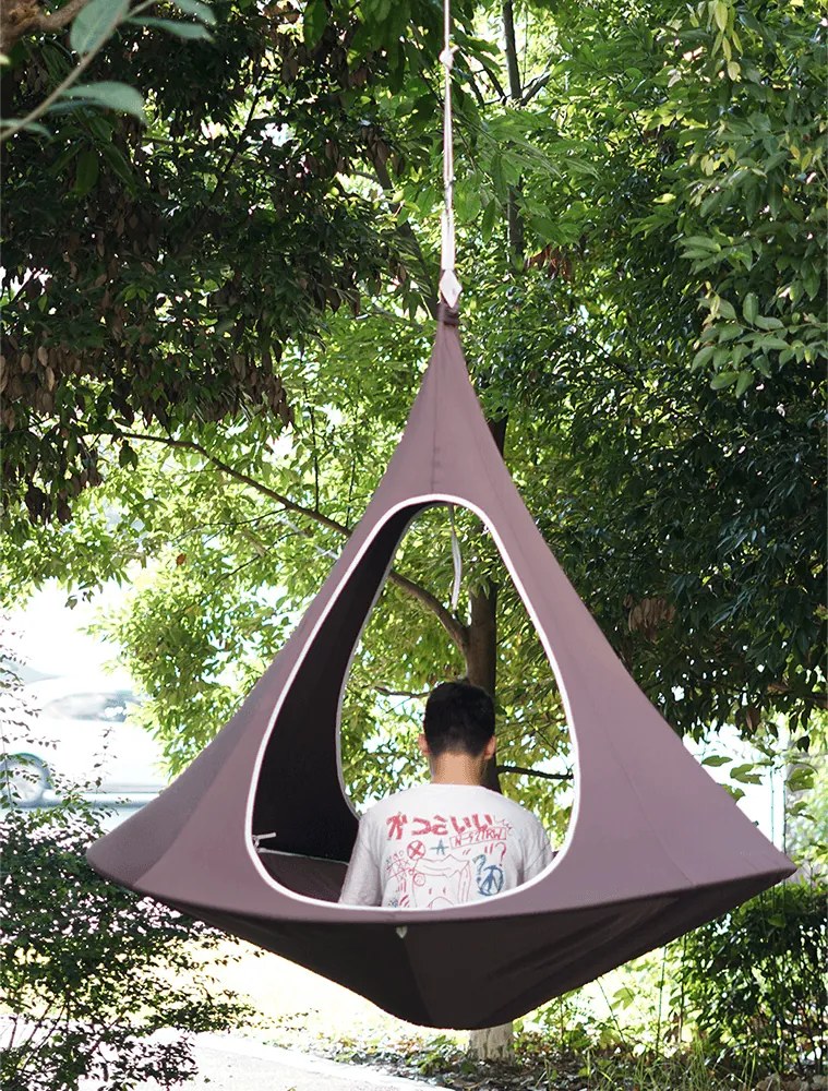 Závěsné houpací křeslo, šedohnědá TAUPE, KLORIN NEW TYP 2 BIG SIZE CACOON HAMMOCK