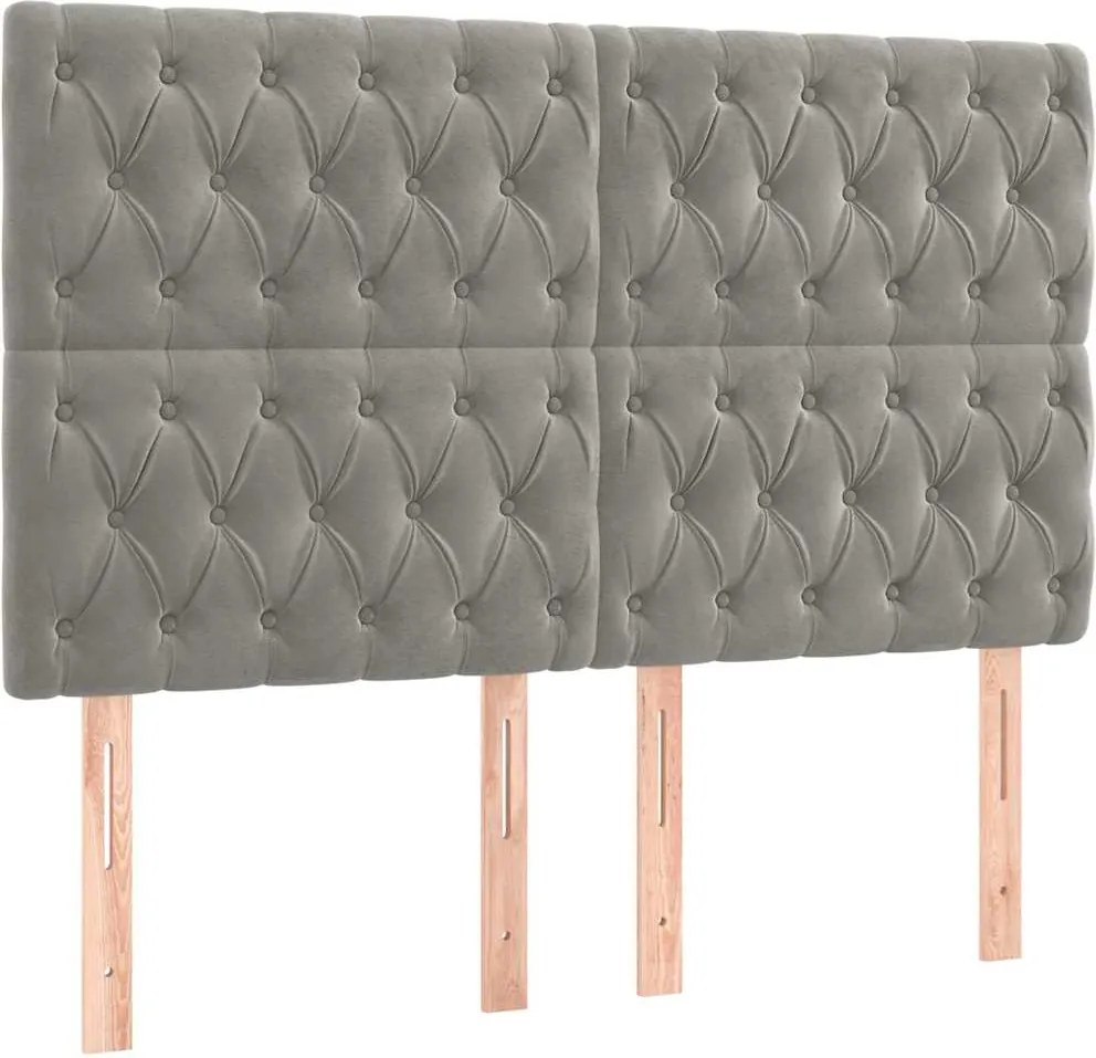 Čelo postele světle šedé 160x7x118/128 cm sametové 3116722