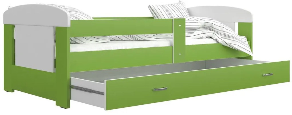 Dětská postel FILIP P1 COLOR 180x80, včetně ÚP, bílý/zelený