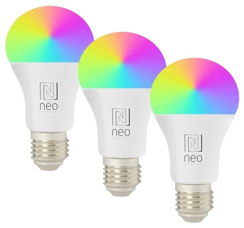 Immax NEO 07712CDO-SADA 3xLED RGB Stmívatelná žárovka E27/9W/230V Wi-Fi Tuya+DO