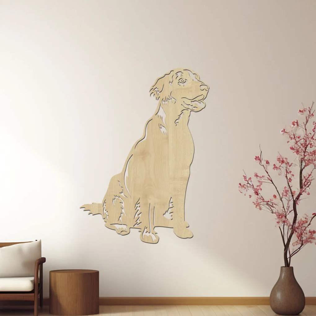 dřevo života Dřevěný obraz psa Flat coated retriever Rozměry (cm): 45x60, Zvolte barvu dekoru: Ořech