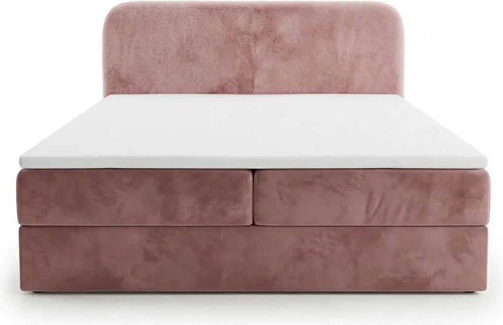 Čalouněná postel boxspring FORENA 160x200 cm starorůžová Matrace: Matrace Bonell pružinová