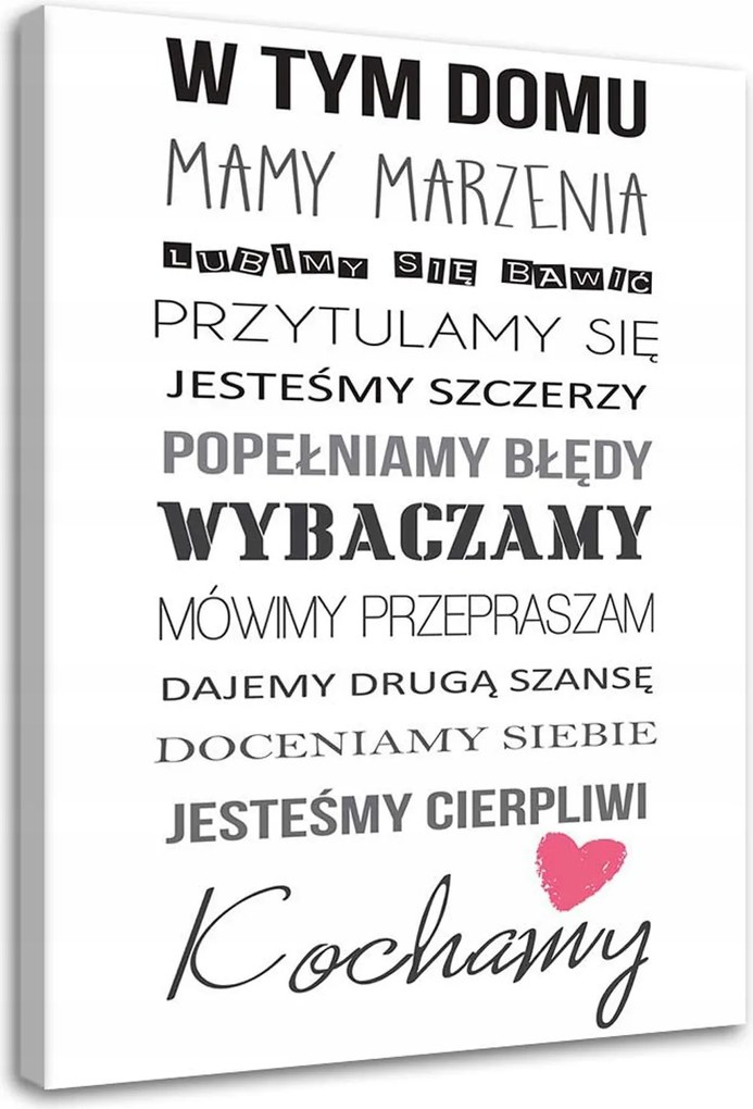 Obraz na plátně V tomto domě typografie 70x100